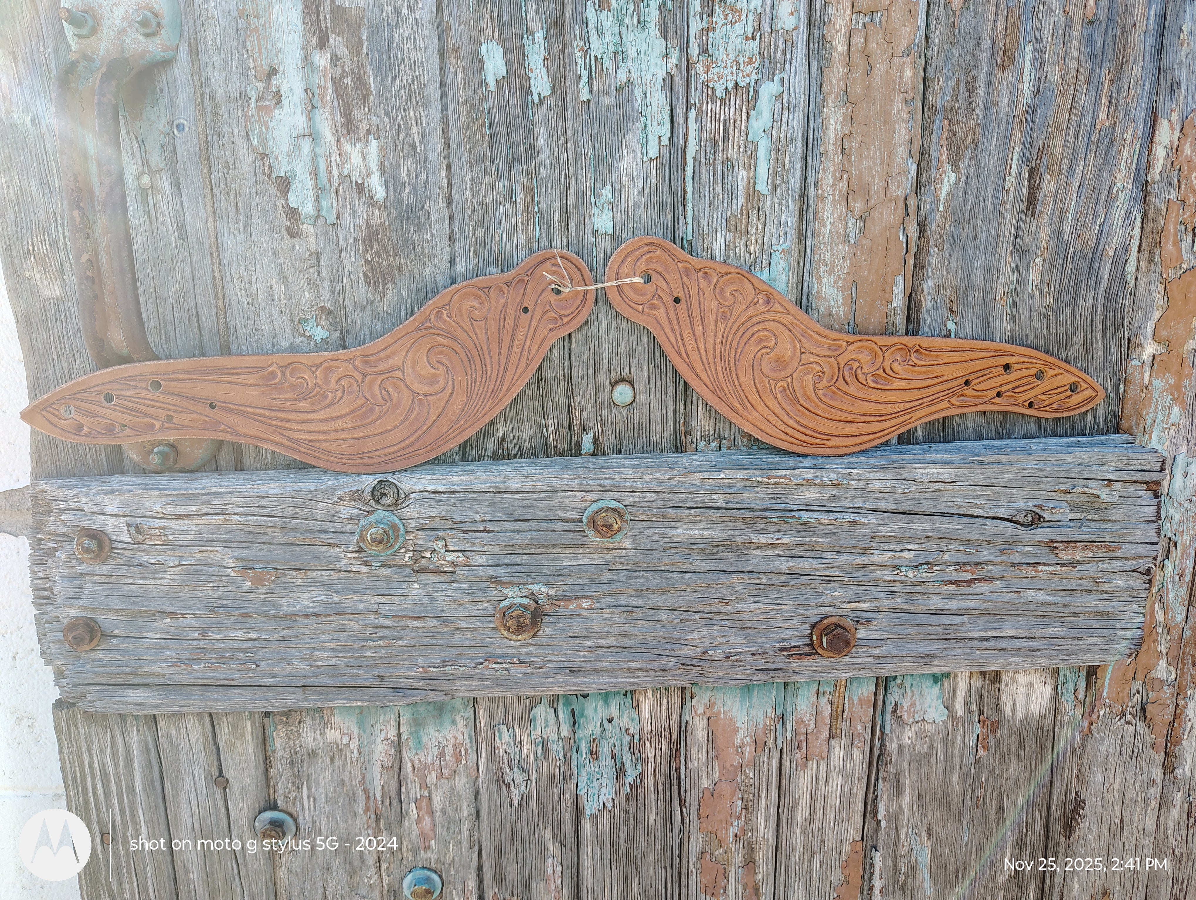 Tooled Dove wing spur straps – Jesse balzer leather works